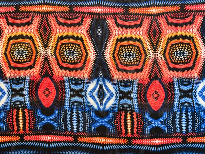 Psychedelic Sheer Pongee Neon Tribal Chiffon Black / | Etsy