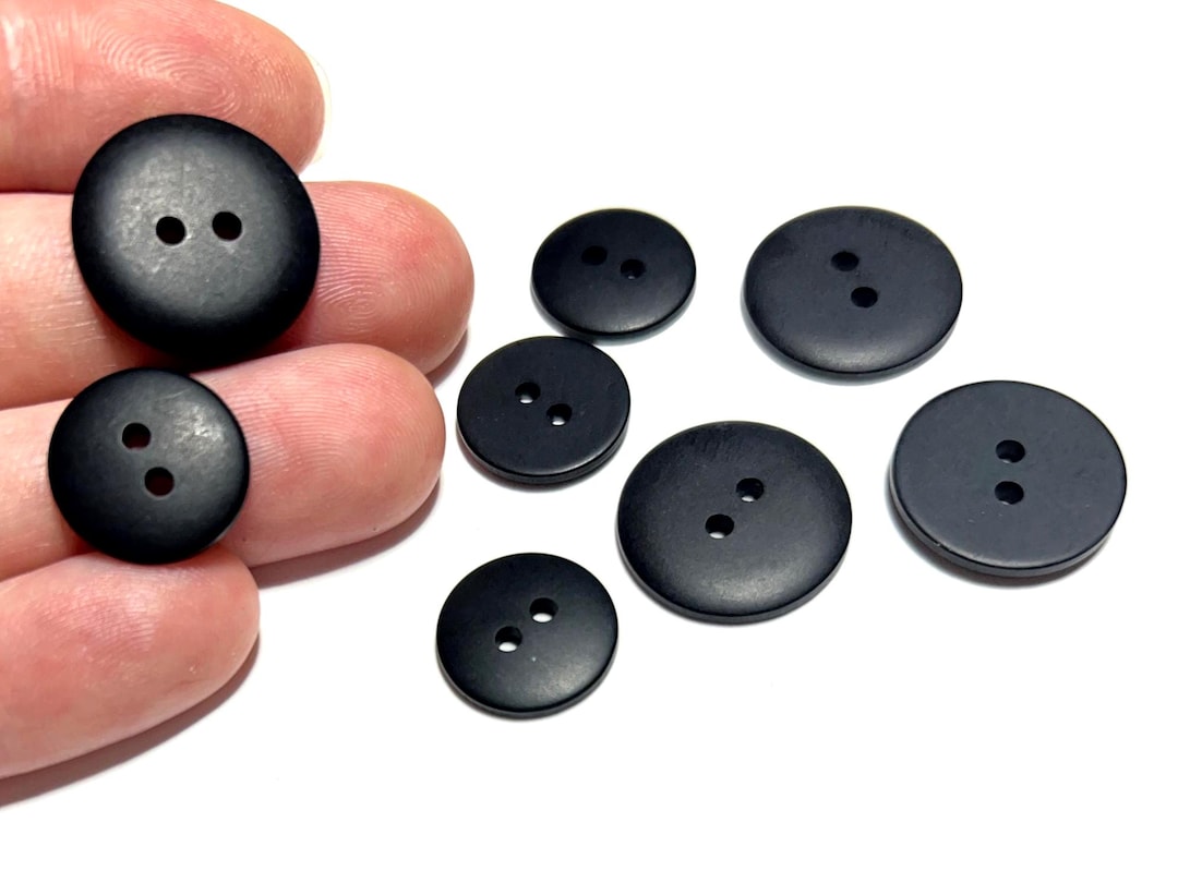 15mm | 19mm Matte Resin Shirt Button: 5/8" | 3/4" BLACK Vintage ...