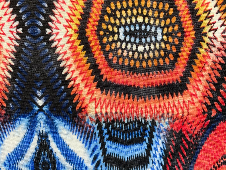 Psychedelic Sheer Pongee Neon Tribal Chiffon Black / | Etsy