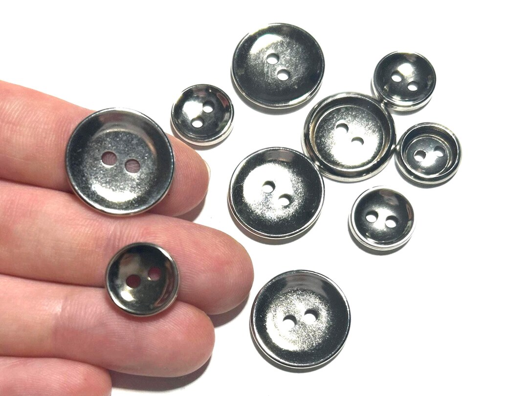12mm | 19mm Shiny Silver Chrome METAL Buttons in 2 SIZES: 1/2" | 3/4 ...