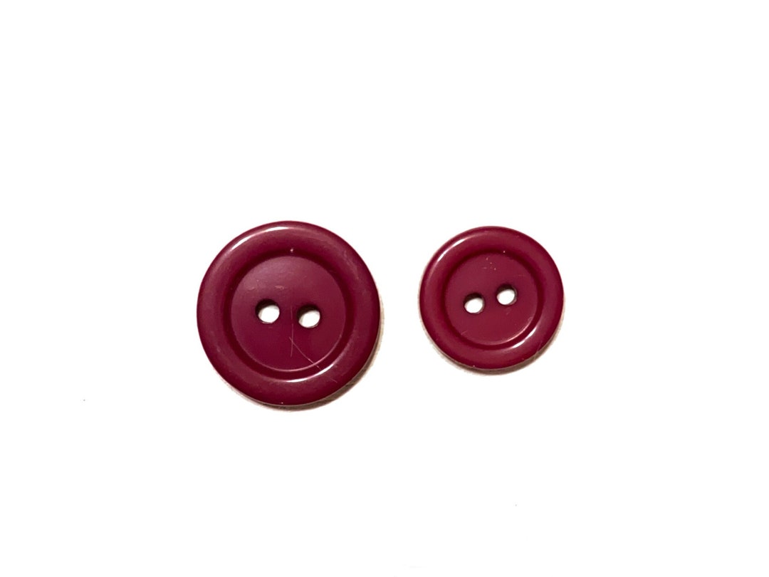 14mm | 19mm Glossy WINE RED Buttons - 2 Sizes: 9/16" | 3/4" Vintage 70s ...