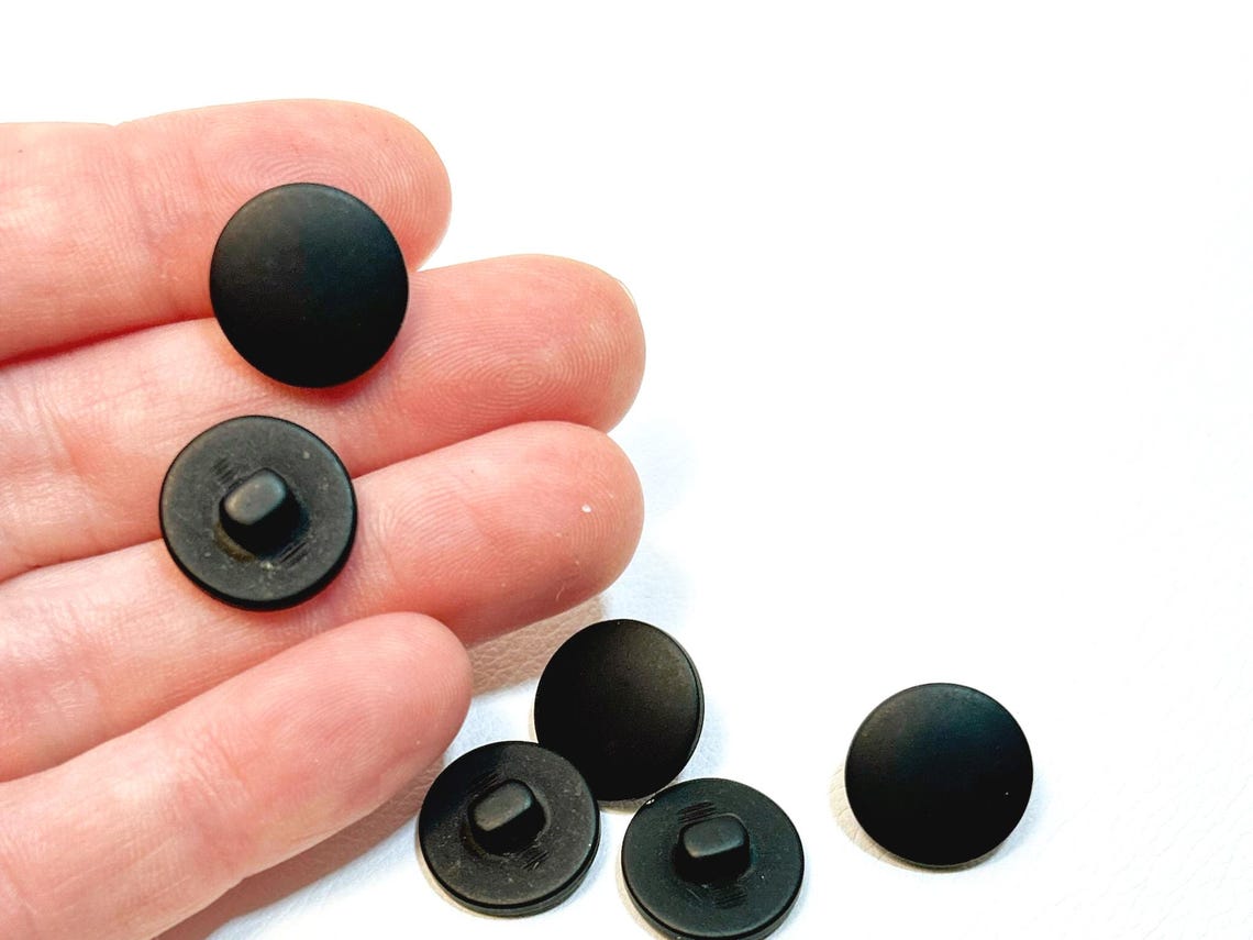15mm Black Resin Shank Buttons: 5/8" Solid Matte High Quality Vintage ...