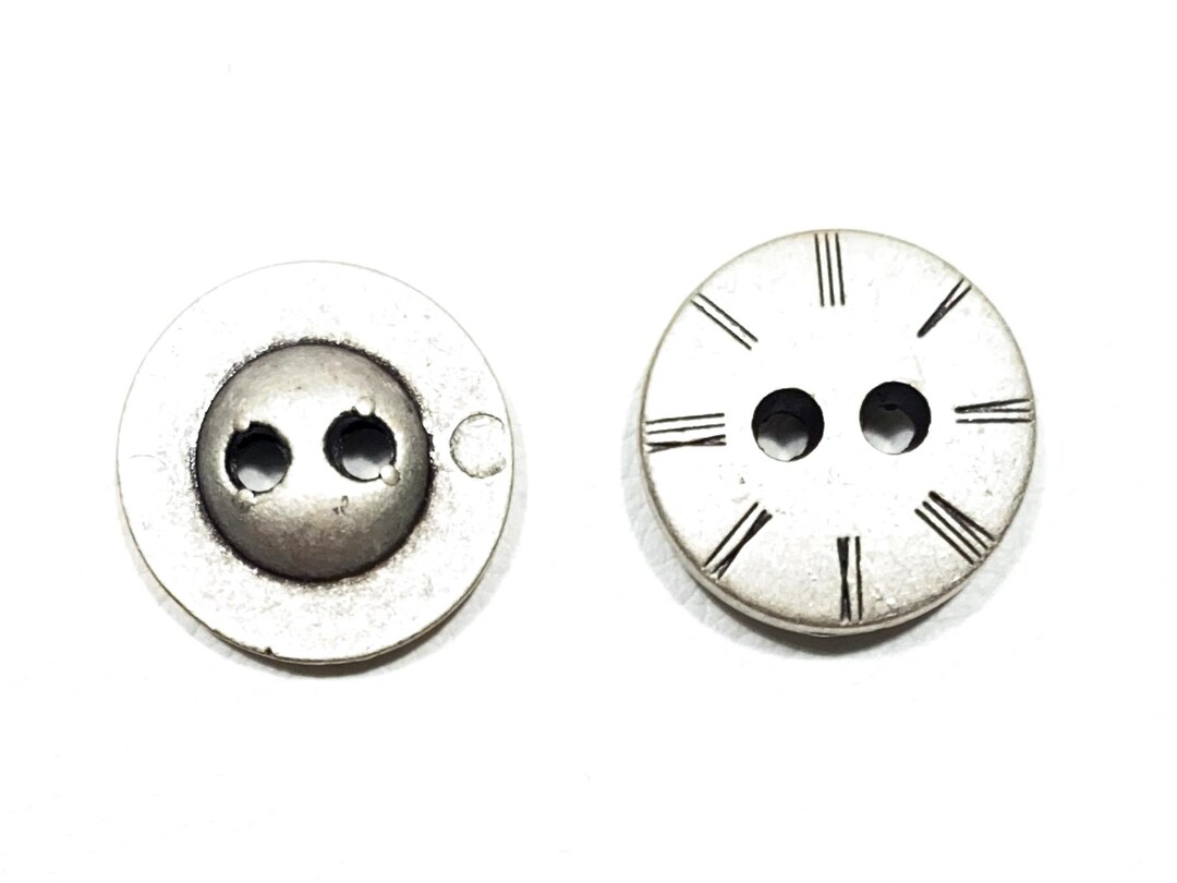 15mm Clock Face Buttons: 5/8" Solid Cast Metal Silver Vintage Buttons ...