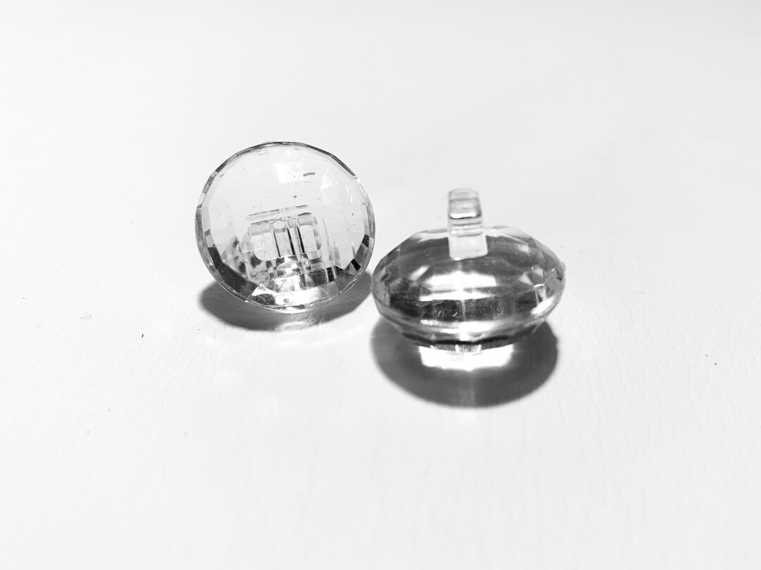 22mm Faceted Crystal Clear Shank Buttons: 7/8” Vintage 80s Dense ...
