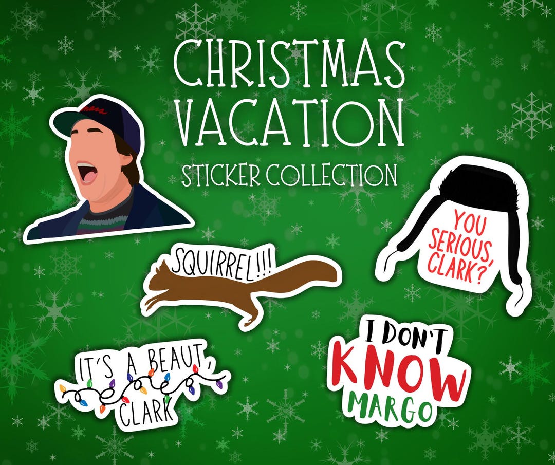 Christmas Vacation Sticker Set - Set of 5 Fun, Holiday-themed Stickers ...