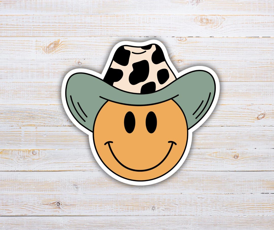 Smiley Cowboy/cowgirl Sticker | Western Vibes | Fun Country Decal ...