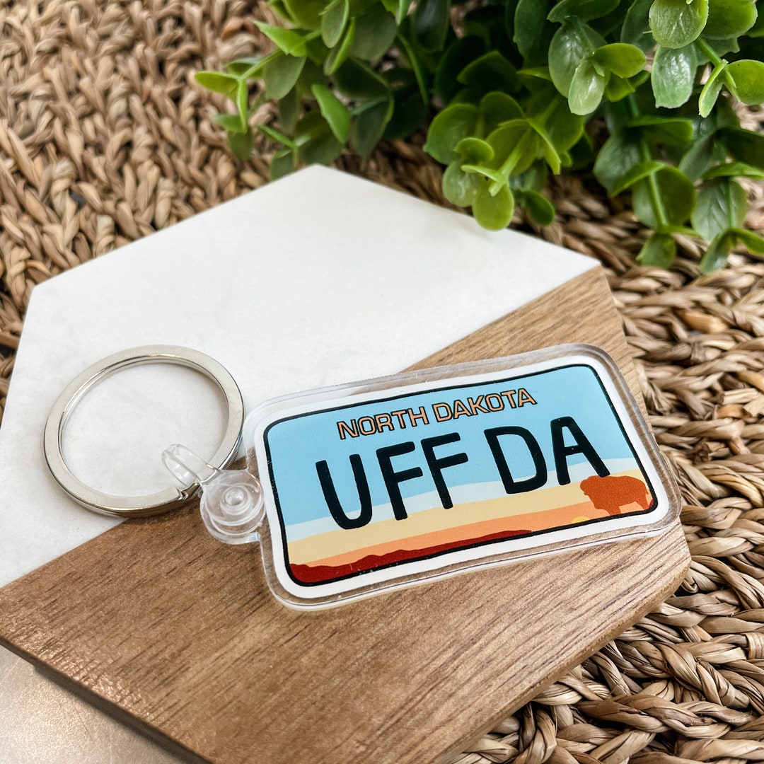 Uffda ND License Plate Keychain - Etsy