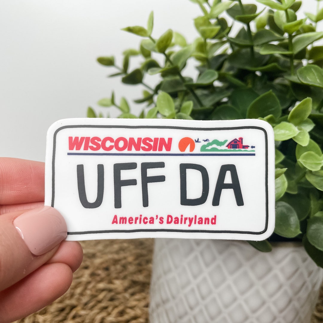 Uffda WI License Plate Sticker Wisconsin Sticker Water Bottle / Laptop ...