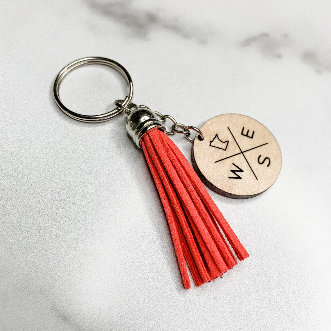 MN Compass Tassel Keychain Minnesota Wood Keychain | Etsy