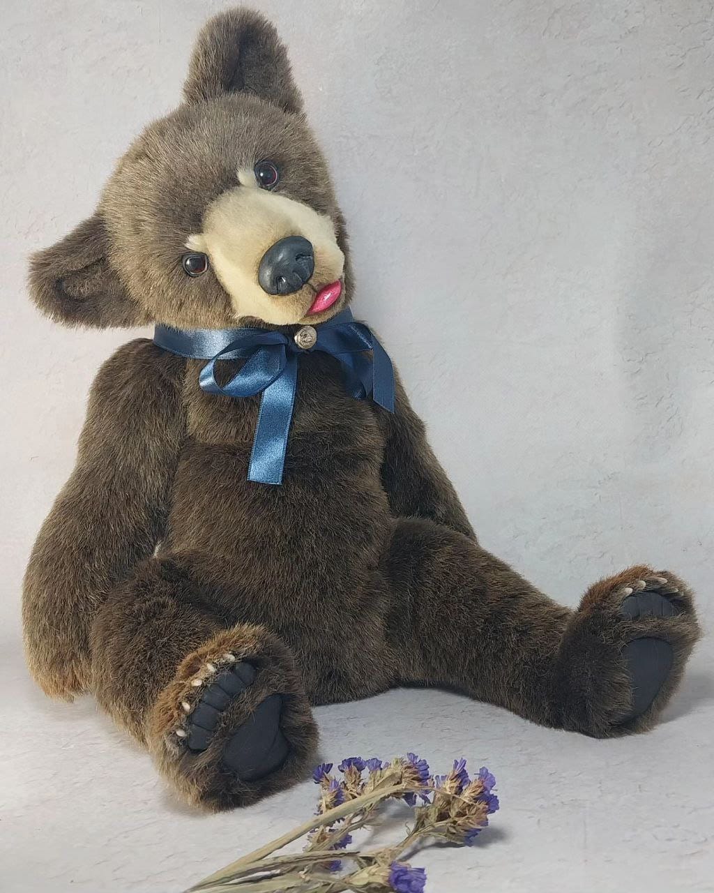 Realistic Brown Bear Toy Artificial Stuffed Animal Cute Baby Wild Cub ...