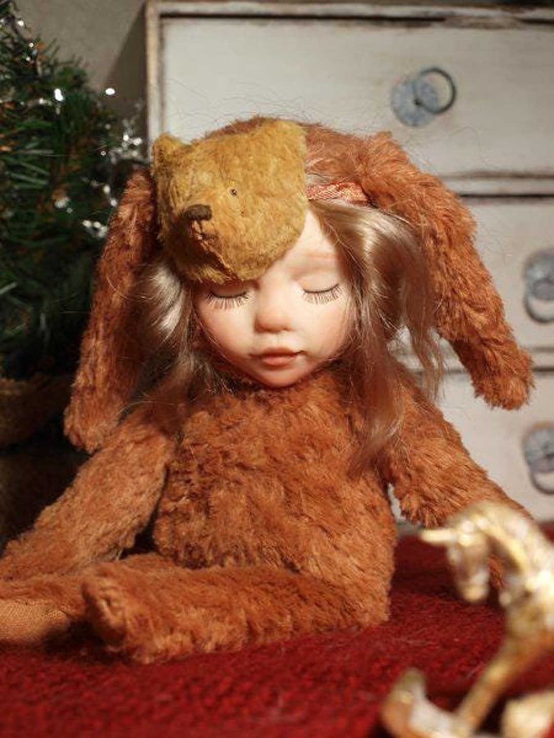 Bunny Teddy Doll Girl Collectible Art Polymer Clay Photo Shoot ...