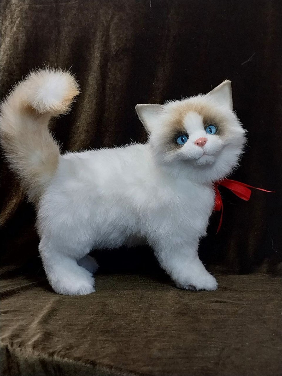 Realistic White Kitten Artificial Stuffed Animal Cute Feline Cat Friend ...