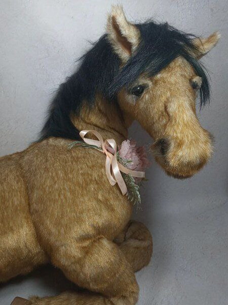 Realistic Horse Artificial Stuffed Animal Cute Pony Toy Soft Sculpture ...