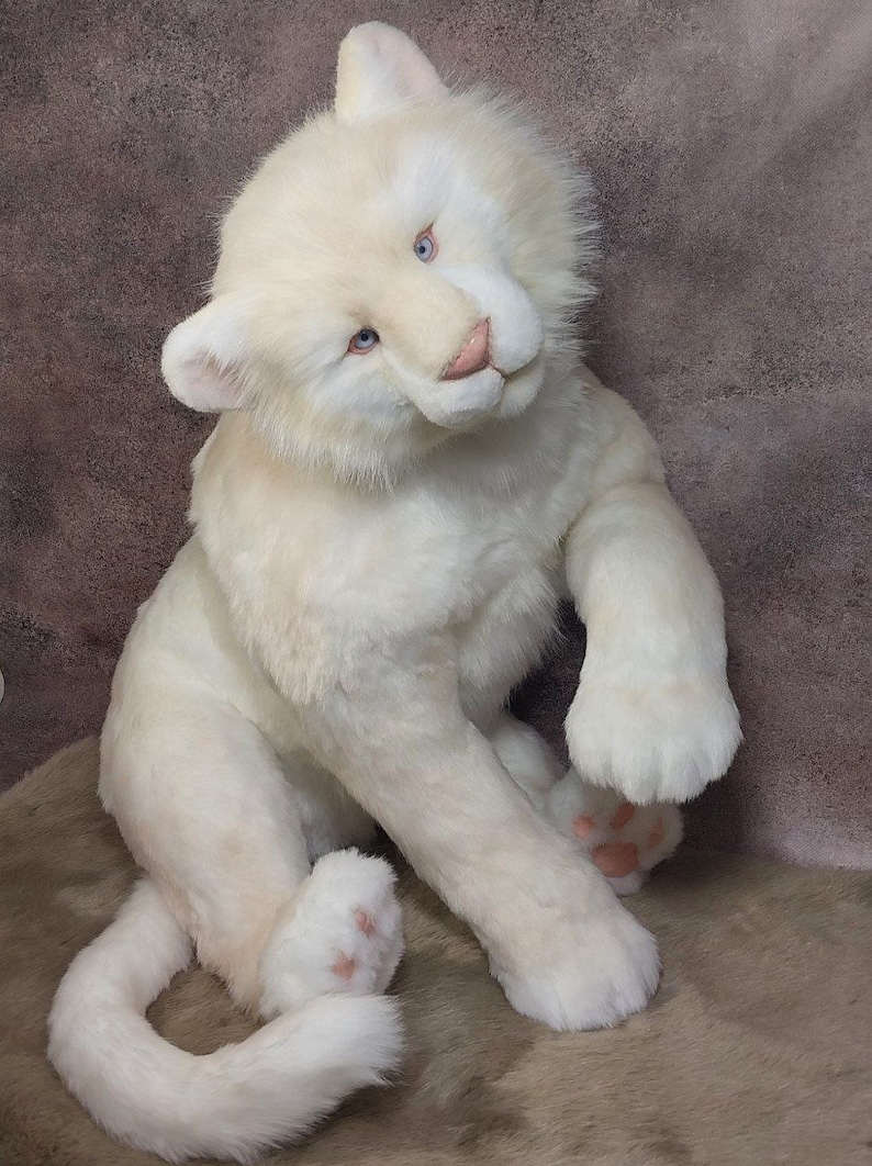 Albino Tiger Realistic Toy OOAK Artificial Stuffed Animal Cute Feline ...