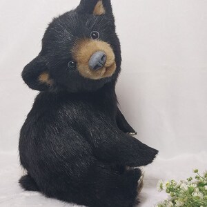 Realistic American Black Bear Toy Artificial Stuffed Animal Cute Baby ...