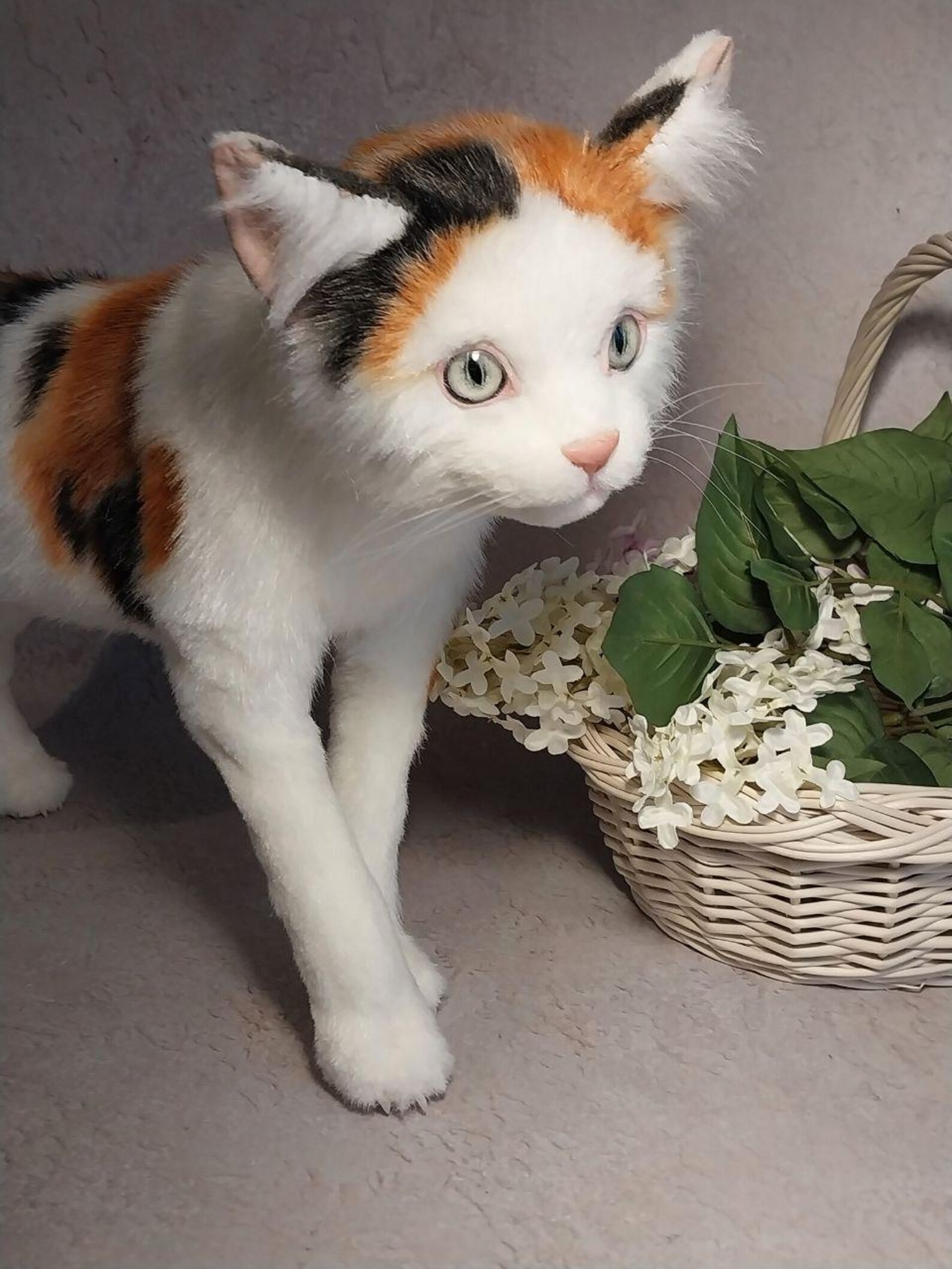 Calico Cat Realistic Toy OOAK Artificial Stuffed Animal Cute Kitten ...