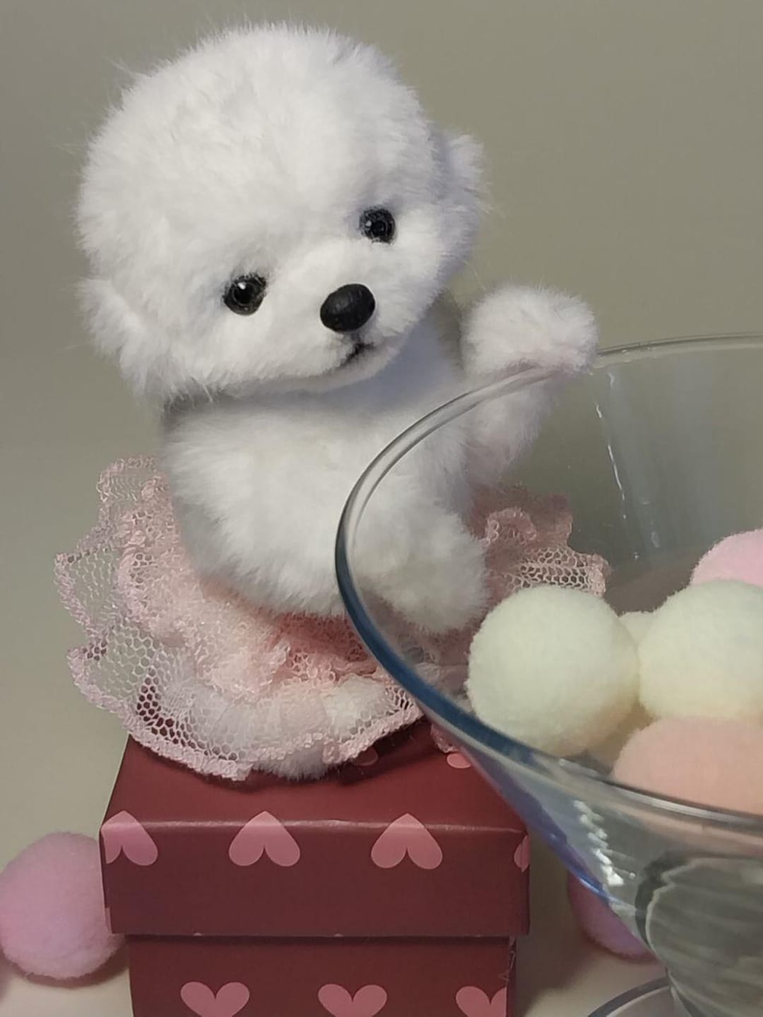 Maltese Dog Realistic Miniature Toy OOAK Artificial Stuffed Animal Cute ...