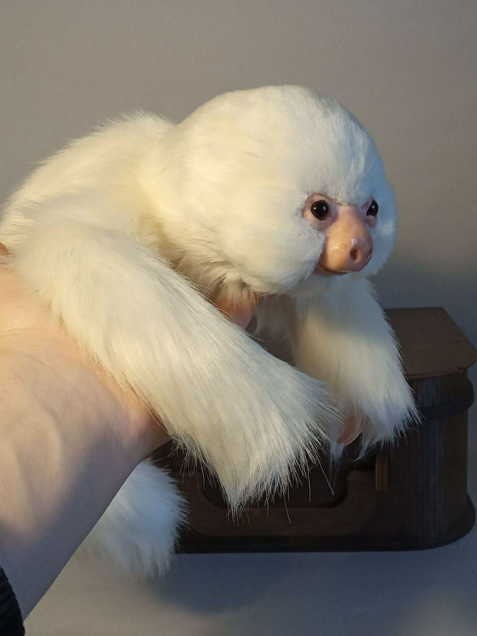 Realistic Cute Albino Sloth Toy Artificial Stuffed Wild Animal Soft ...