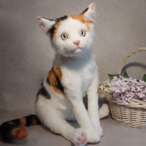 Calico Cat Realistic Toy OOAK Artificial Stuffed Animal Cute Kitten ...