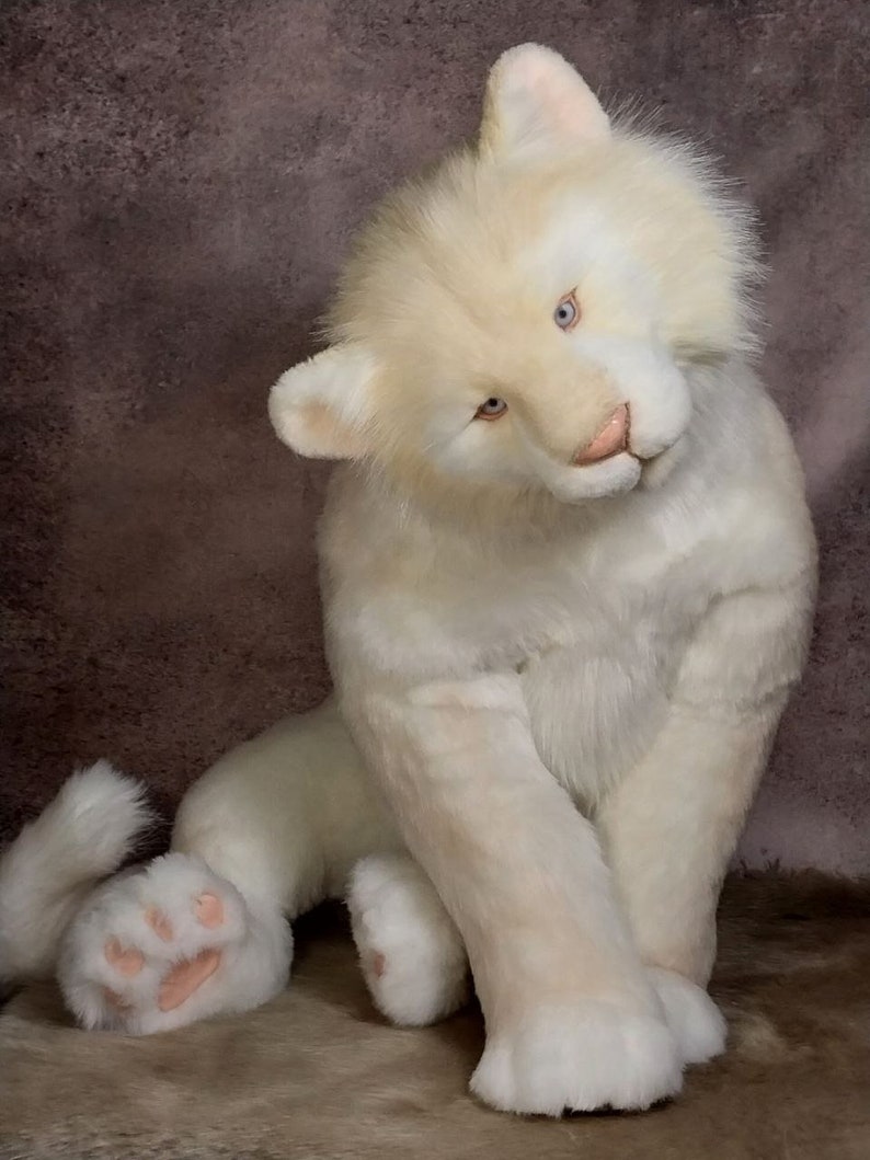 Albino Tiger Realistic Toy OOAK Artificial Stuffed Animal Cute Feline ...