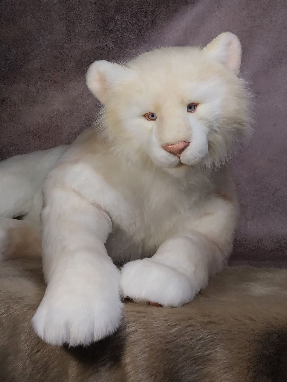 Albino Tiger Realistic Toy OOAK Artificial Stuffed Animal Cute Feline ...