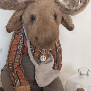Dressed Hippie Moose OOAK Toy Artificial Stuffed Animal Cute Gift Soft ...
