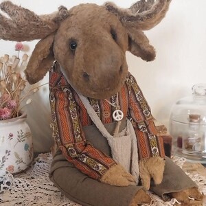 Dressed Hippie Moose OOAK Toy Artificial Stuffed Animal Cute Gift Soft ...