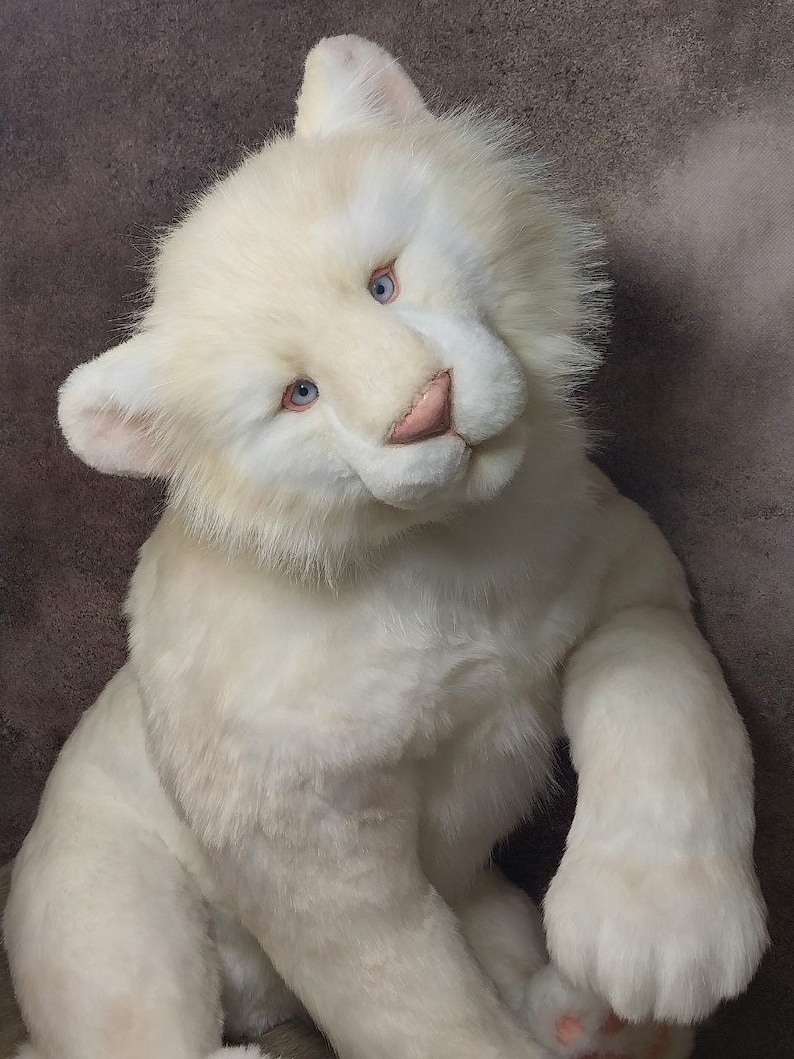Albino Tiger Realistic Toy OOAK Artificial Stuffed Animal Cute Feline ...