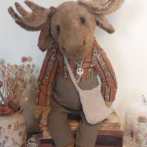 Dressed Hippie Moose OOAK Toy Artificial Stuffed Animal Cute Gift Soft ...