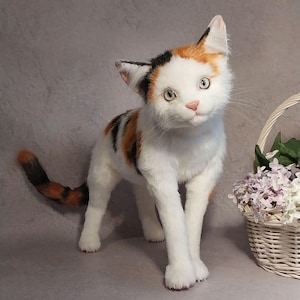Calico Cat Realistic Toy OOAK Artificial Stuffed Animal Cute Kitten ...