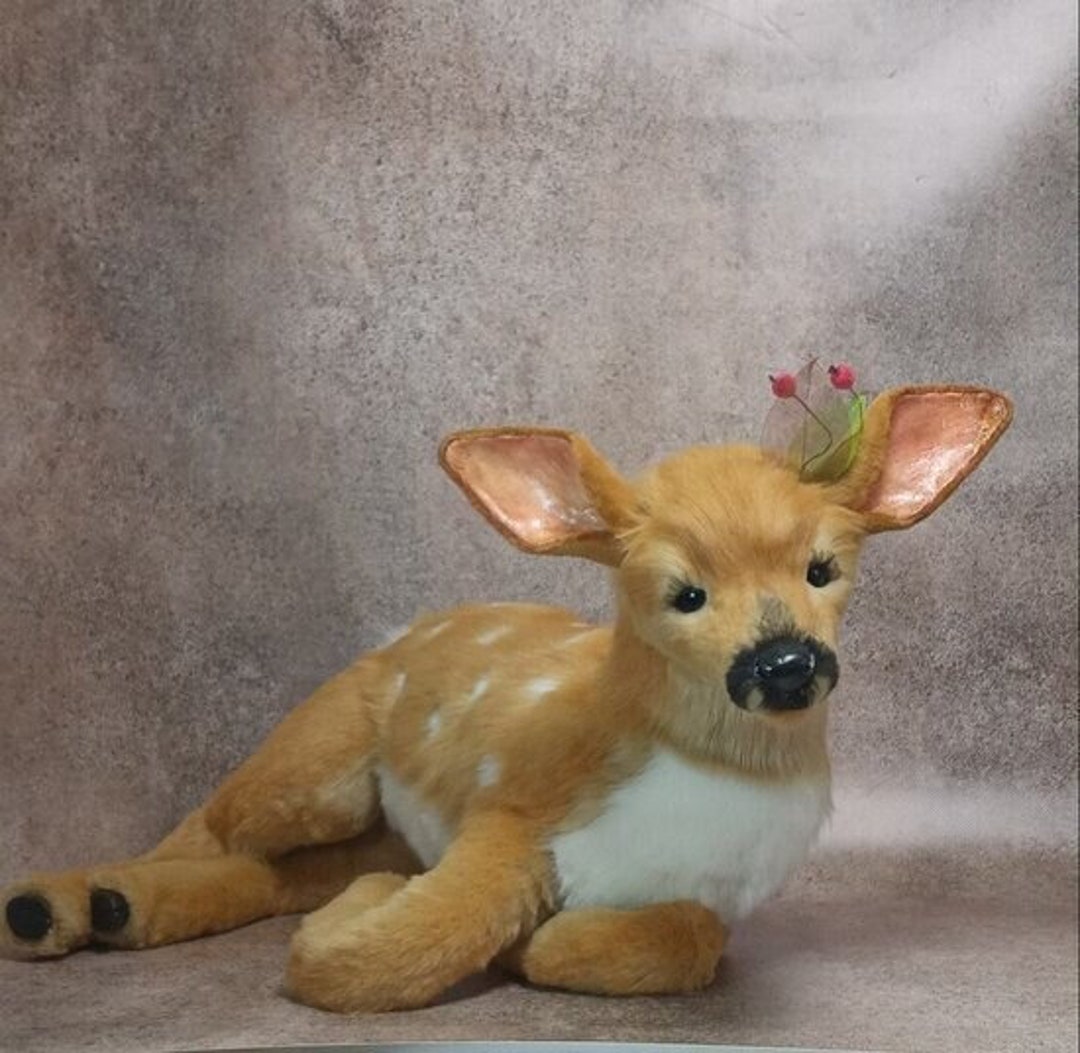 Realistic Deer Artificial Stuffed Animal Cute Art Exotic Fawn Toy Soft ...
