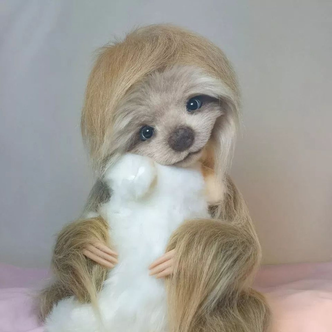 Realistic Cute Baby Sloth Toy Artificial Stuffed Animal Soft Sculpture ...