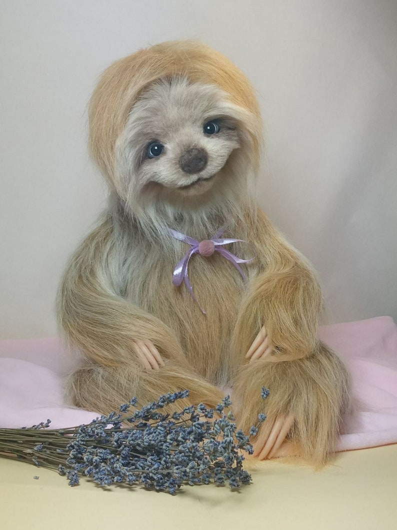Realistic Cute Baby Sloth Toy Artificial Stuffed Animal Soft Sculpture ...