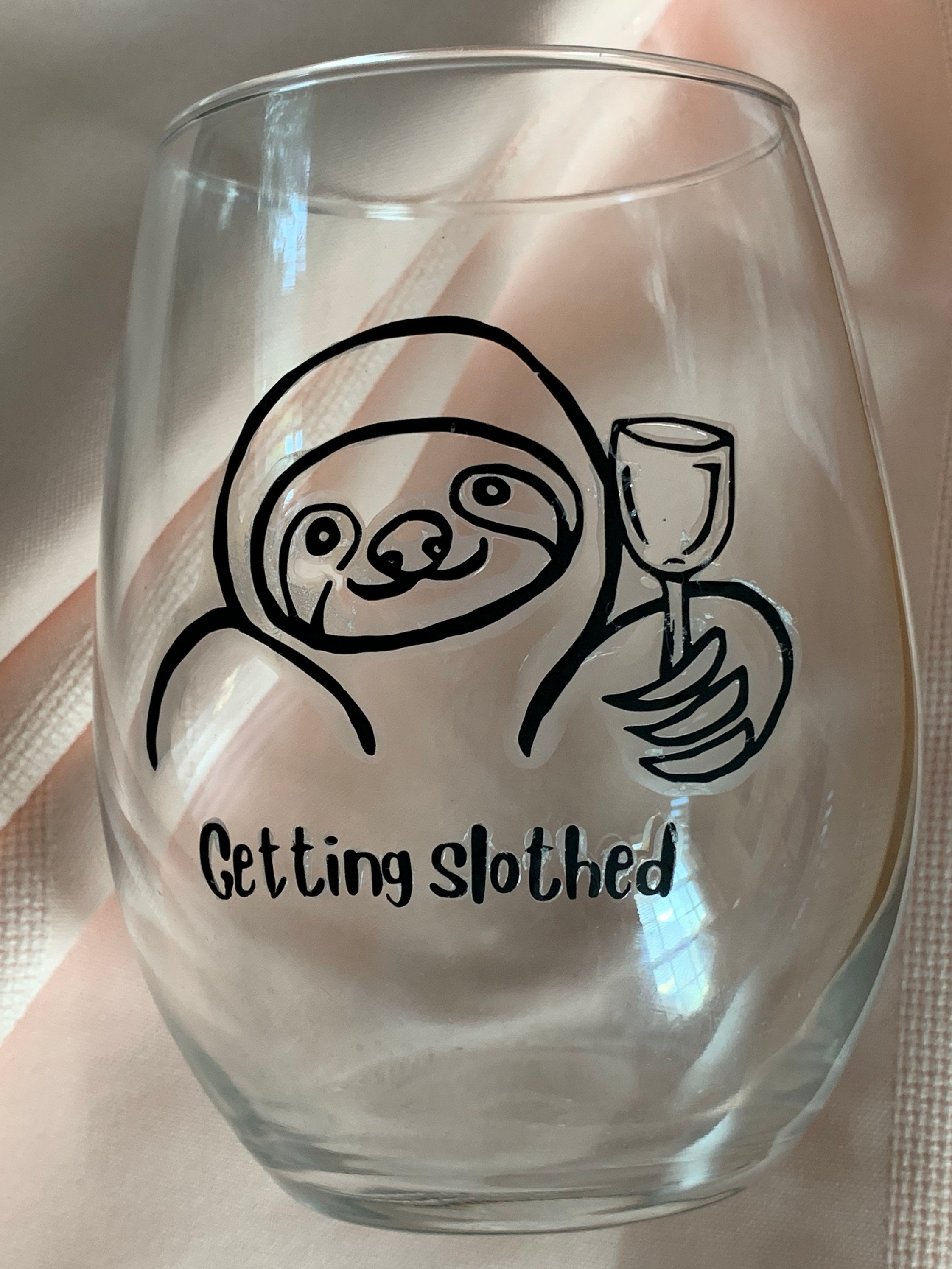 Getting Slothed - Stemless Sloth Wine Glass - Etsy