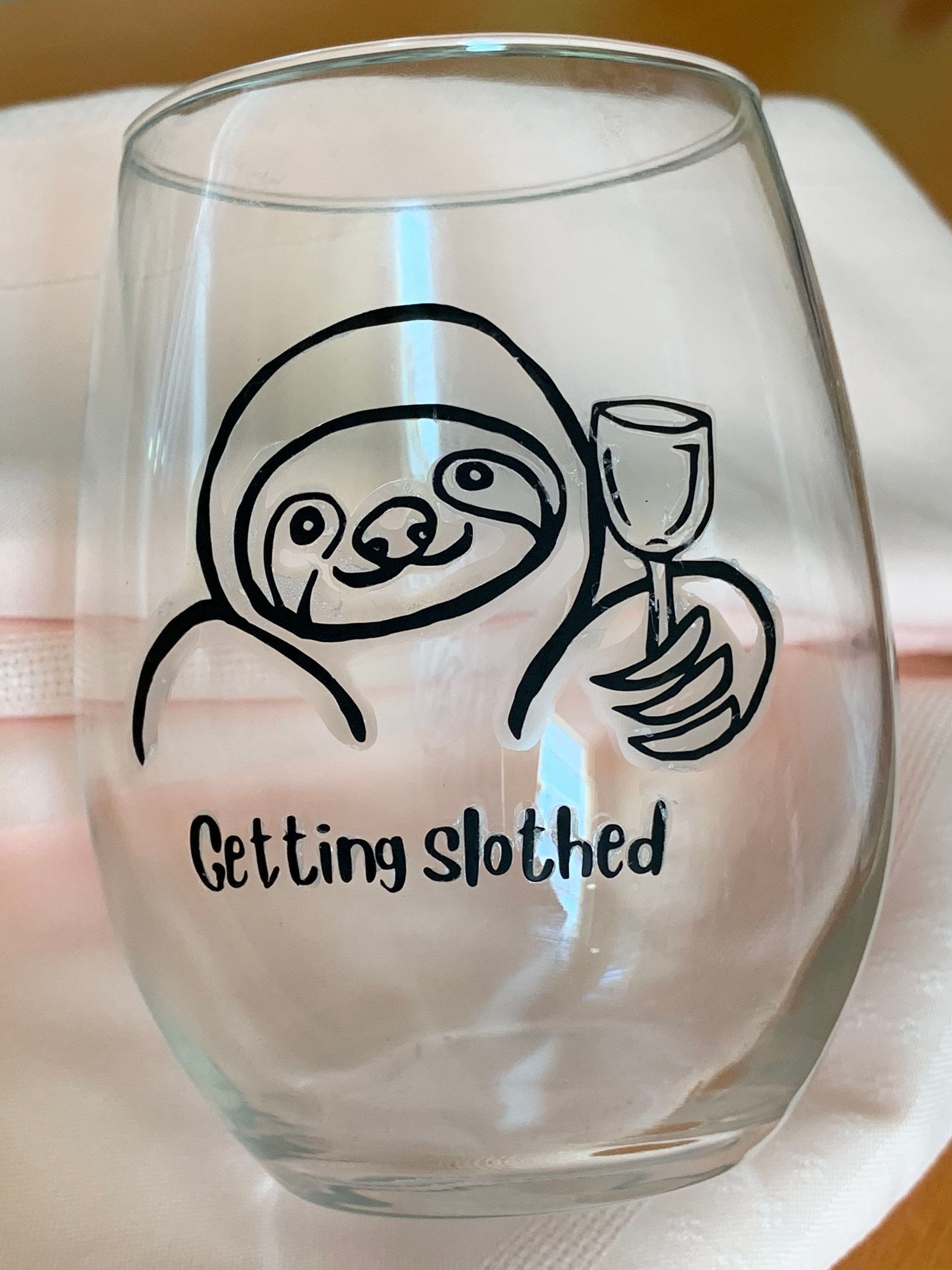 Getting Slothed - Stemless Sloth Wine Glass - Etsy
