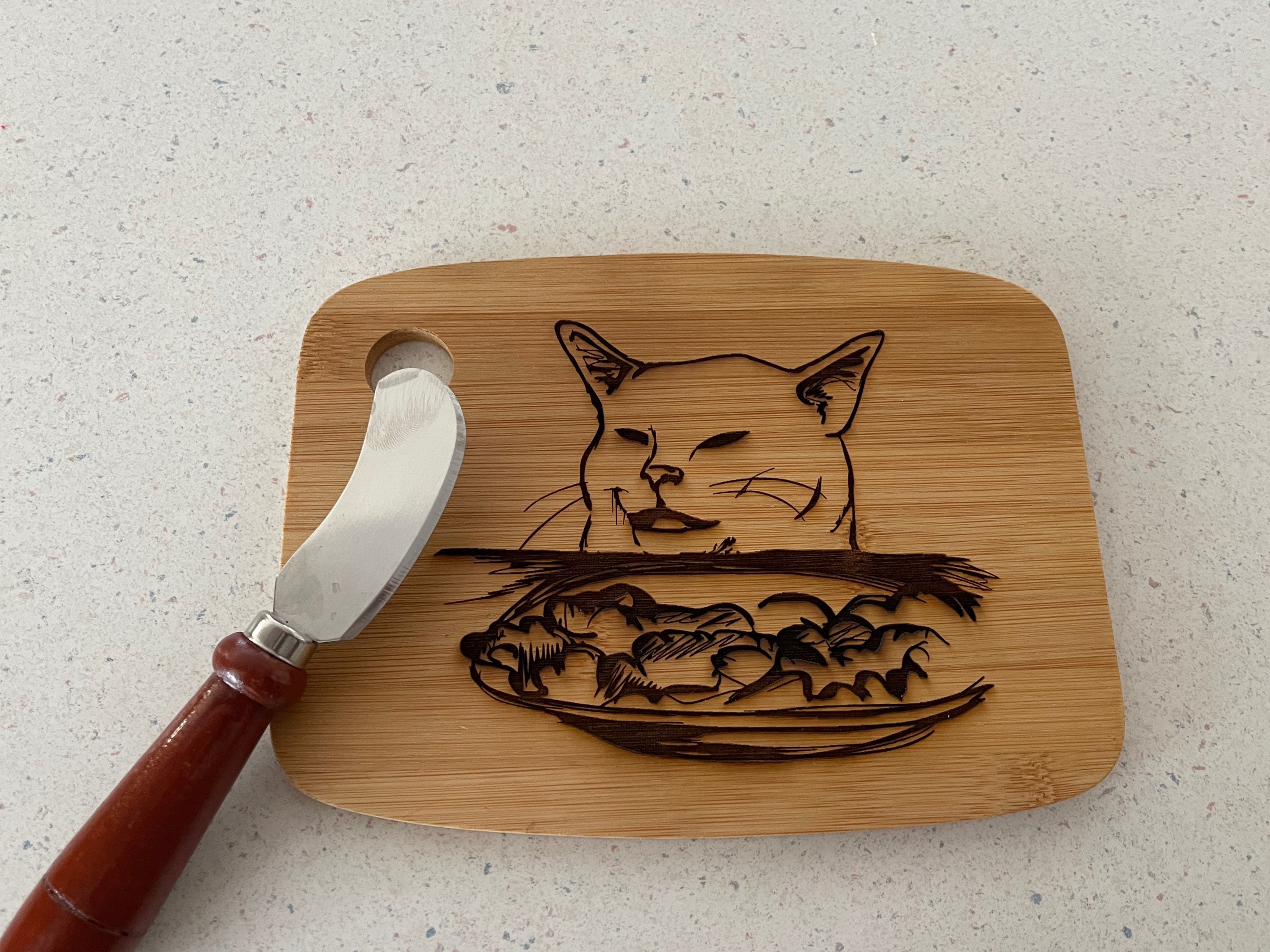 Salad Cat Meme Bamboo Cutting/cheese/charcuterie Board - Etsy