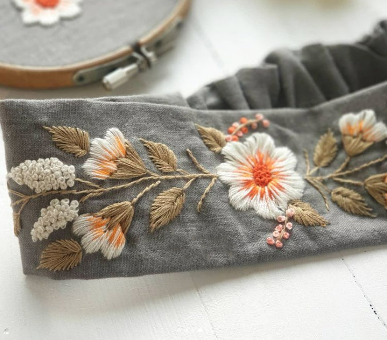 Hand Embroidery Headband, Floral Headband, Original Boho Top Knot ...