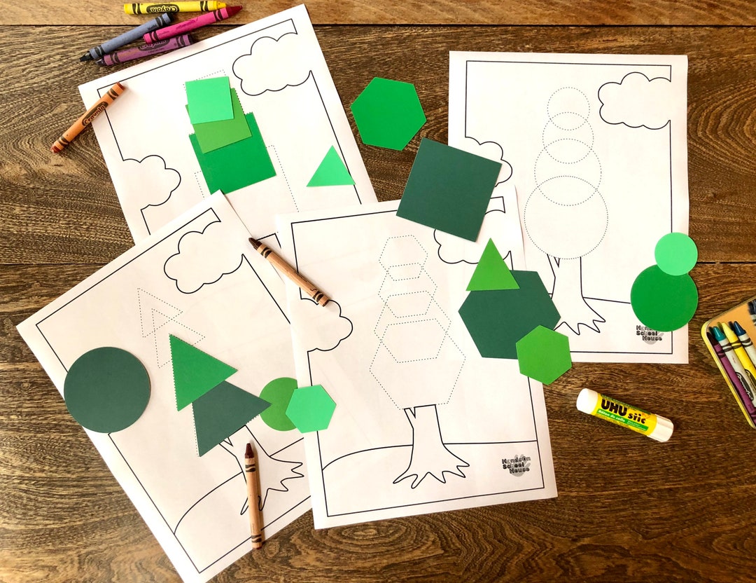 Shape Trees Cricut Worksheets- Pre K Shape Matching Printable ...