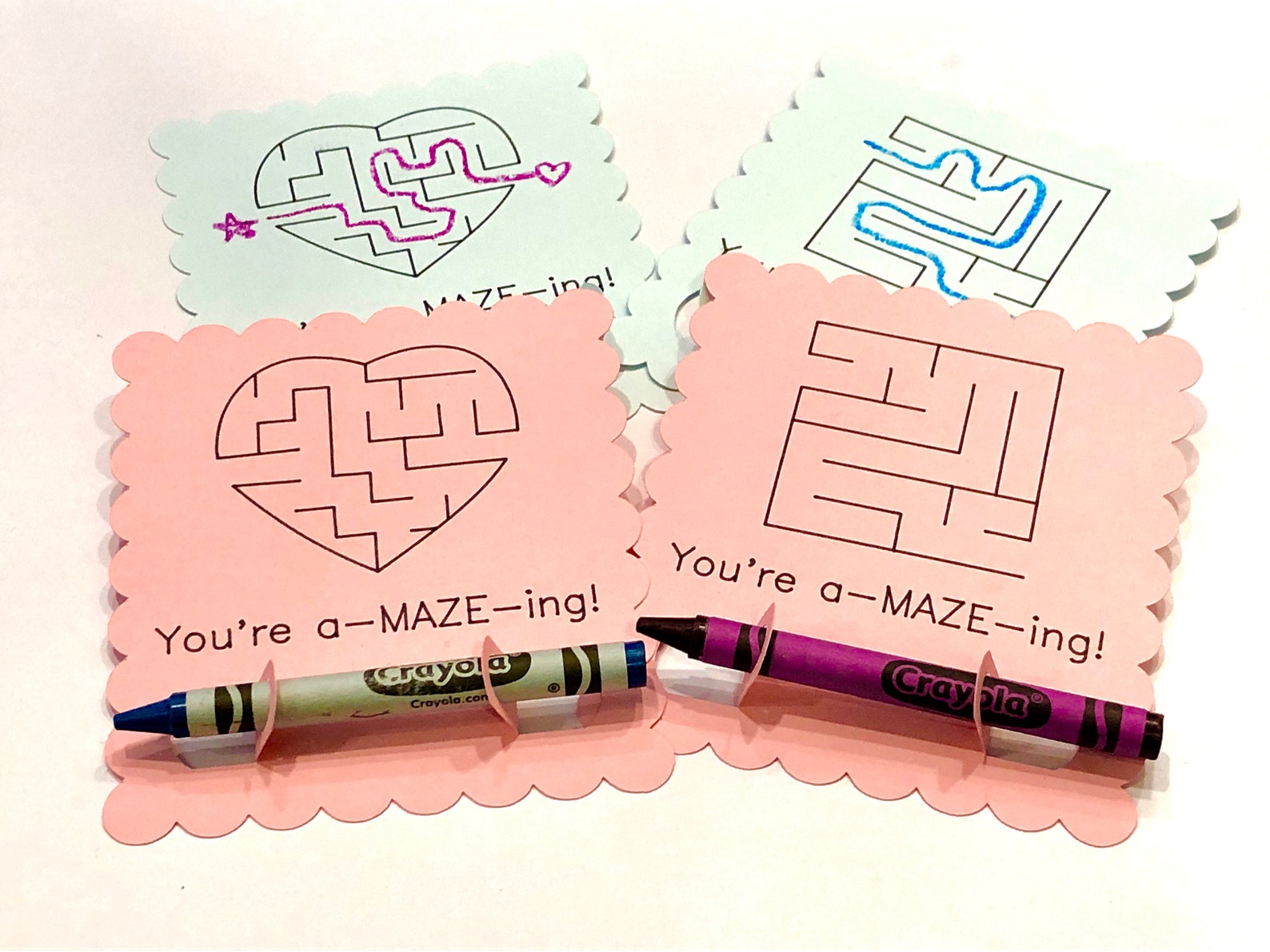 Valentines Kids Maze Crayon Card SVG a draw and cut | Etsy