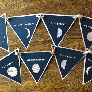 Moon Phases Banner Cut File and Printable- Moon Phases Bunting SVG- a ...