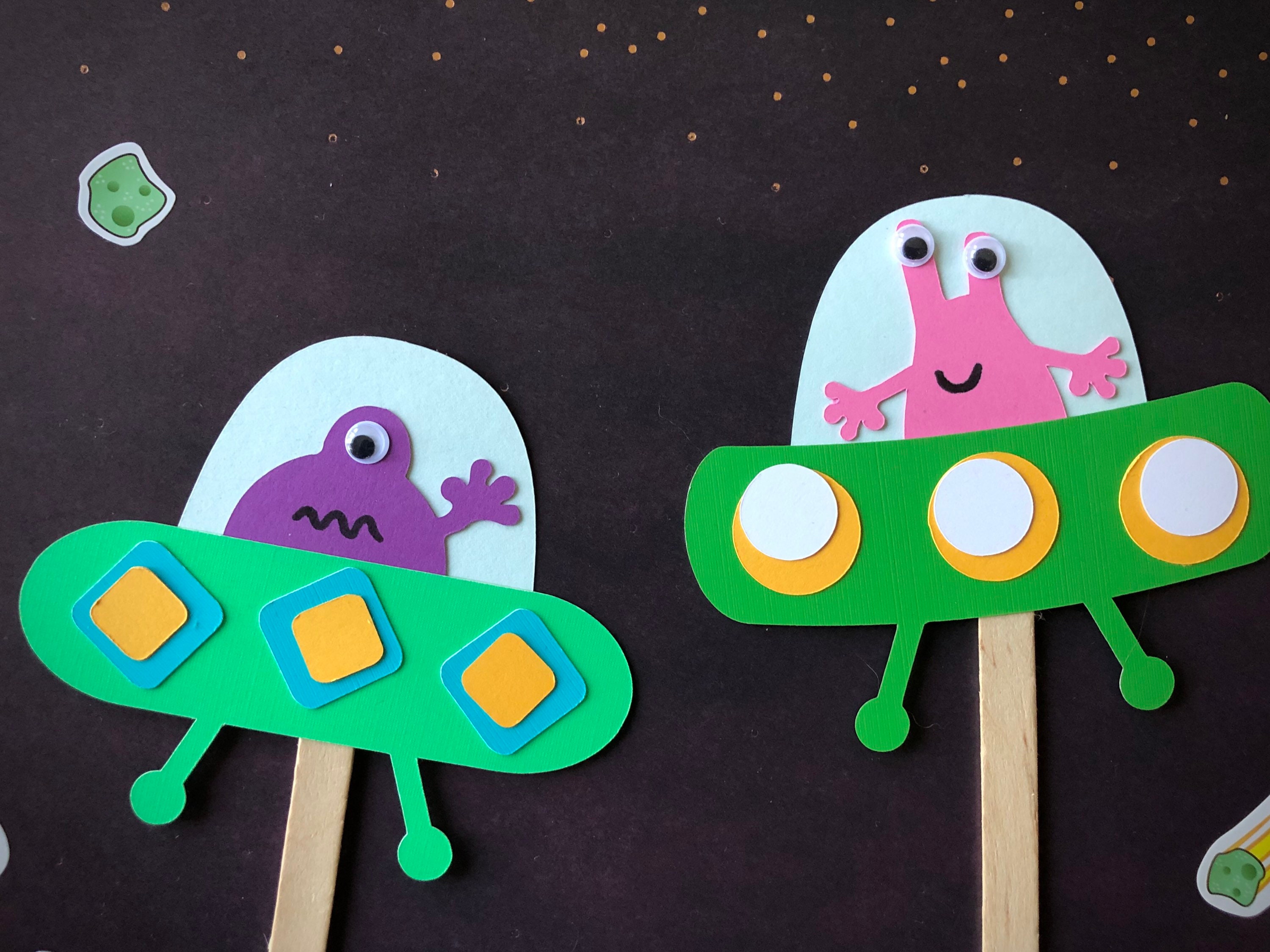 Space Aliens SVG and PDF Popsicle Stick Puppet Download a | Etsy