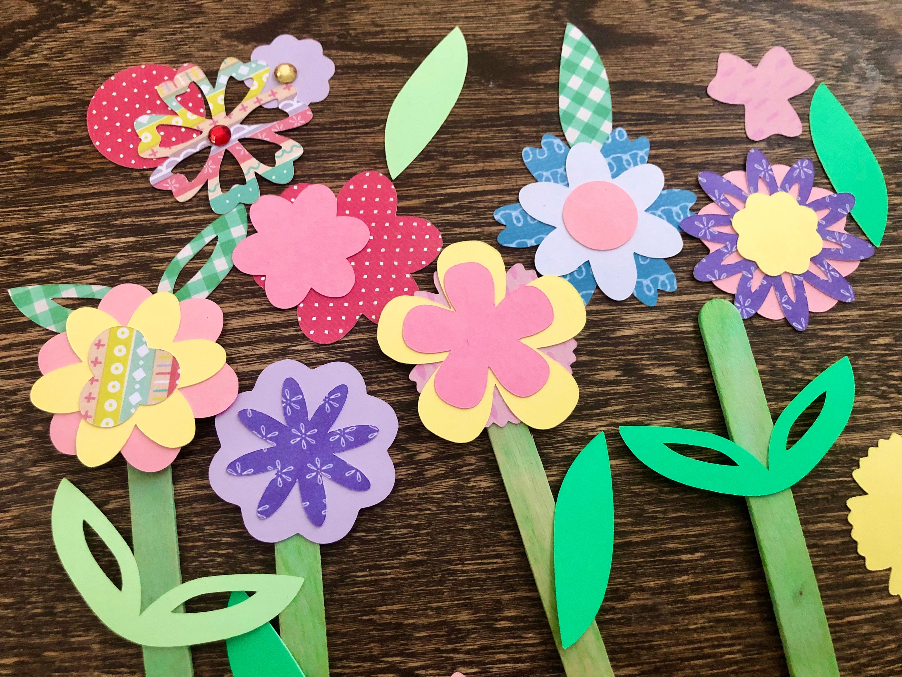 Flower Garden Popsicle Stick SVG Download Spring Flowers - Etsy
