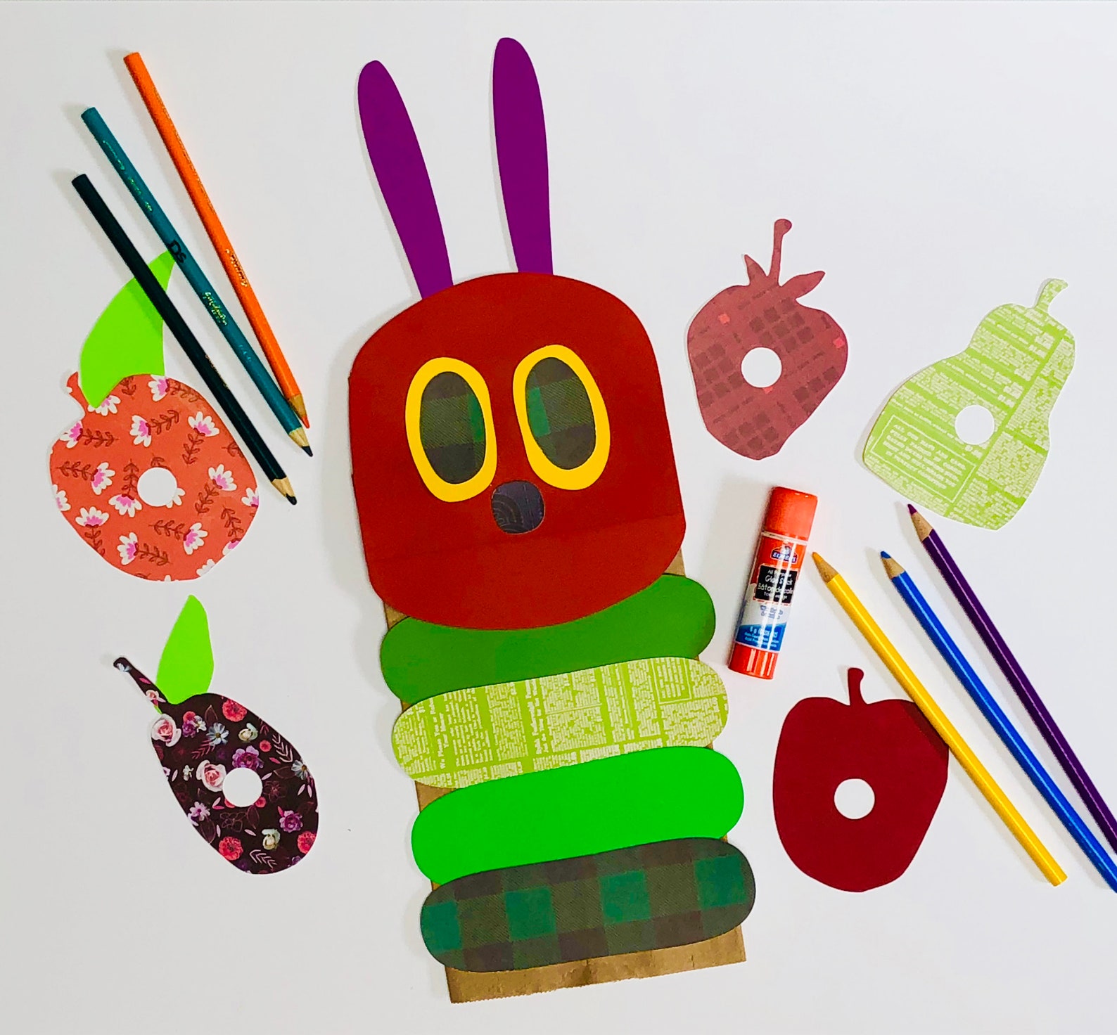 The Very Hungry Catepillar Bag Puppet Cut File and Download - Etsy UK