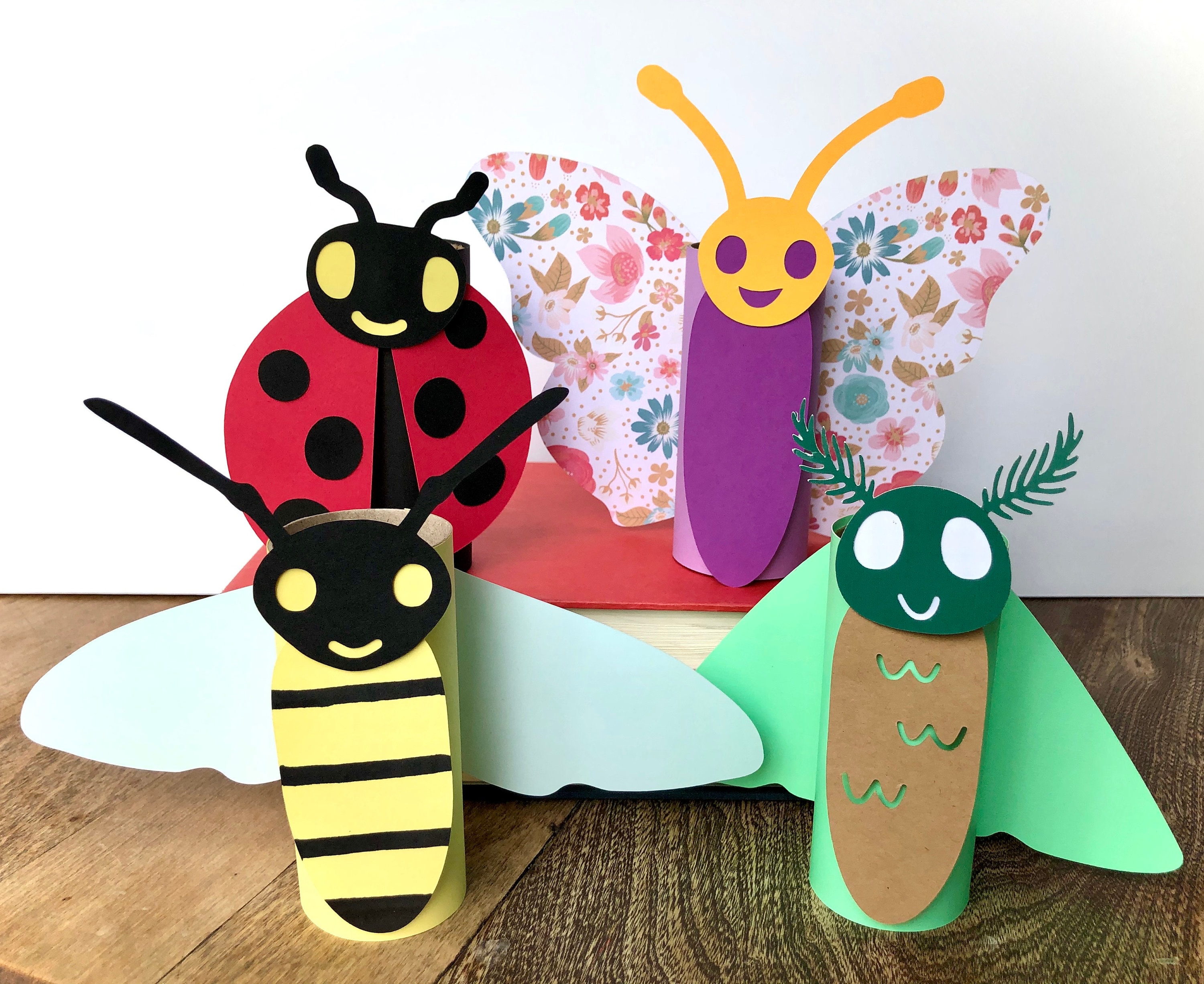 Toilet Paper Roll Insects SVG and PDF - Butterfly, Moth, Ladybug, and ...