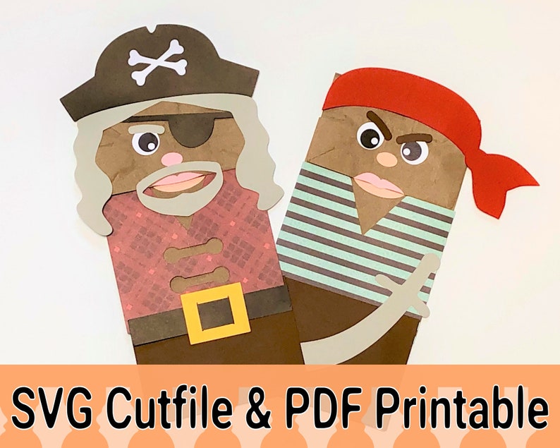 Pirate Paper Bag Puppet Cut File and Download an SVG for - Etsy