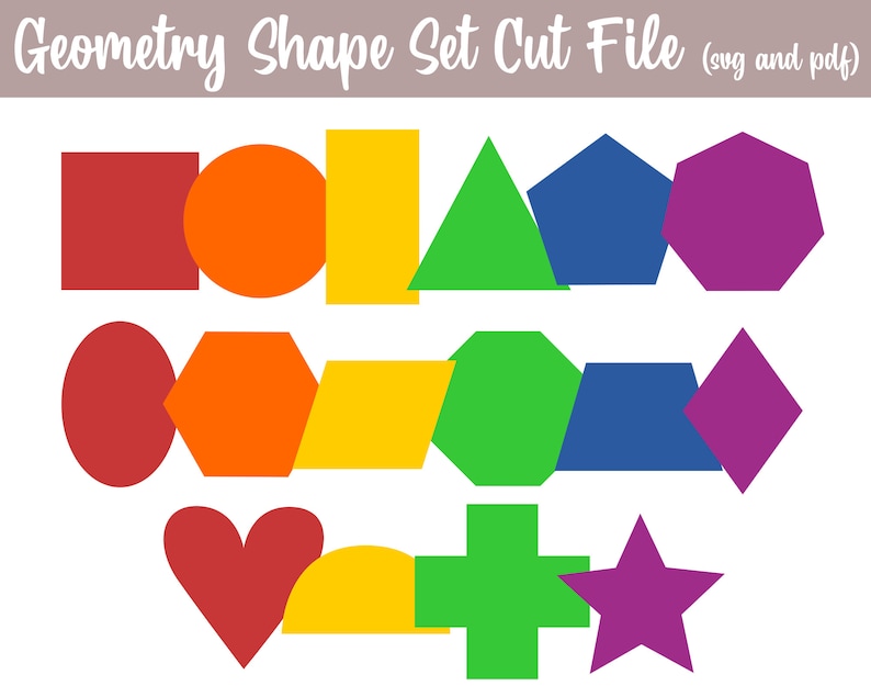 Math Shapes SVG- Geometry Cut File for Kindergarten and Primary School ...