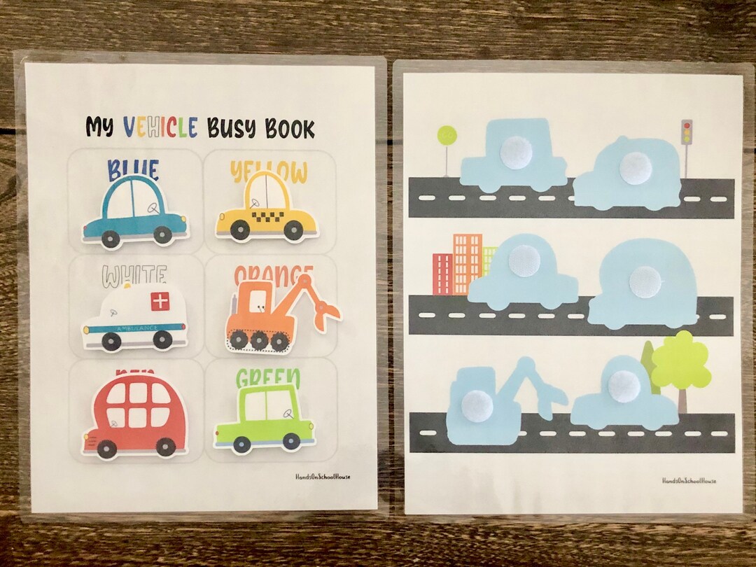 Cricut Vehicles Shapes and Colors Busy Book SVG - Shape Matching ...