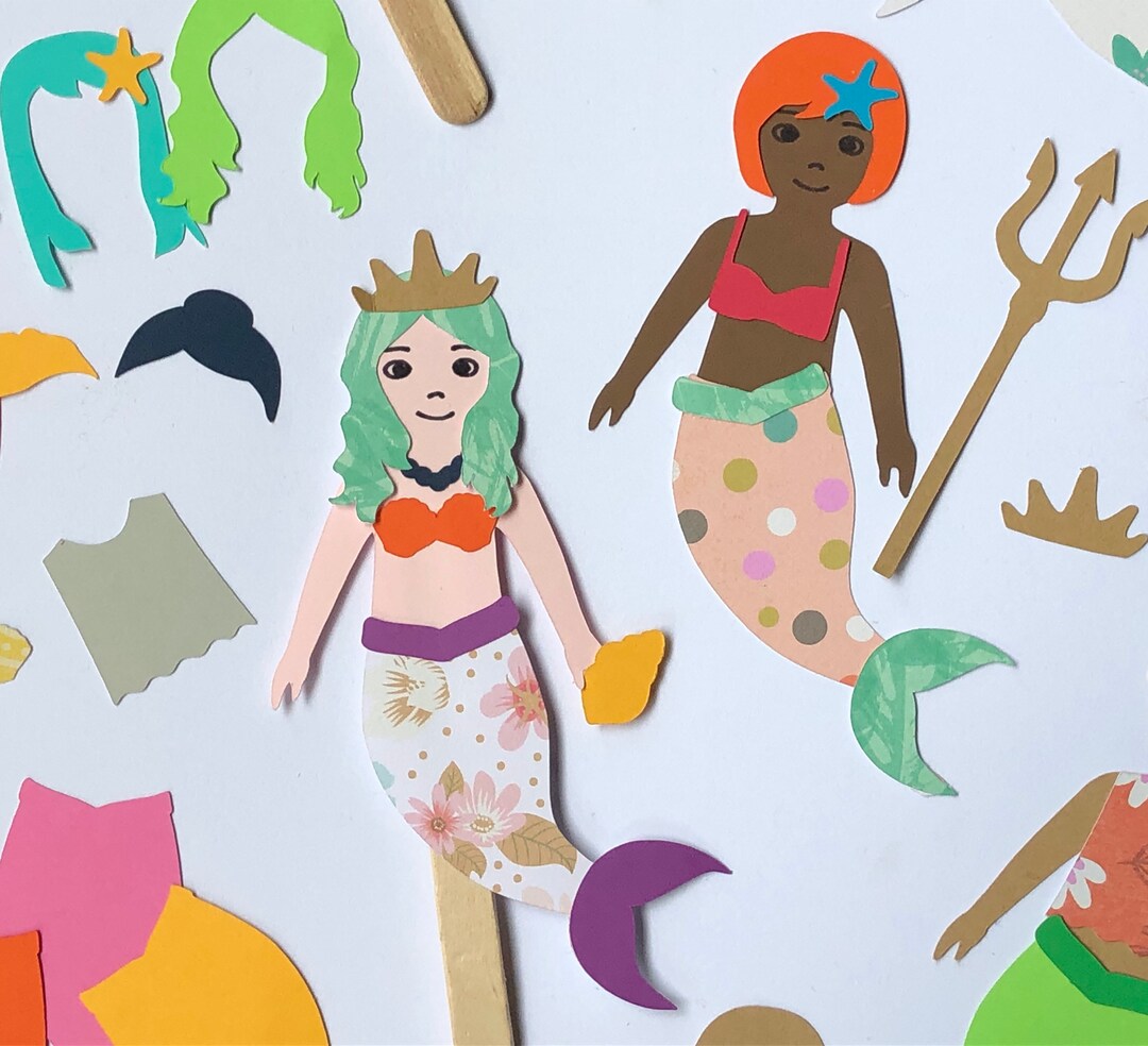 Mermaid Popsicle Stick Puppet Download- a Downloadable Creative Play ...