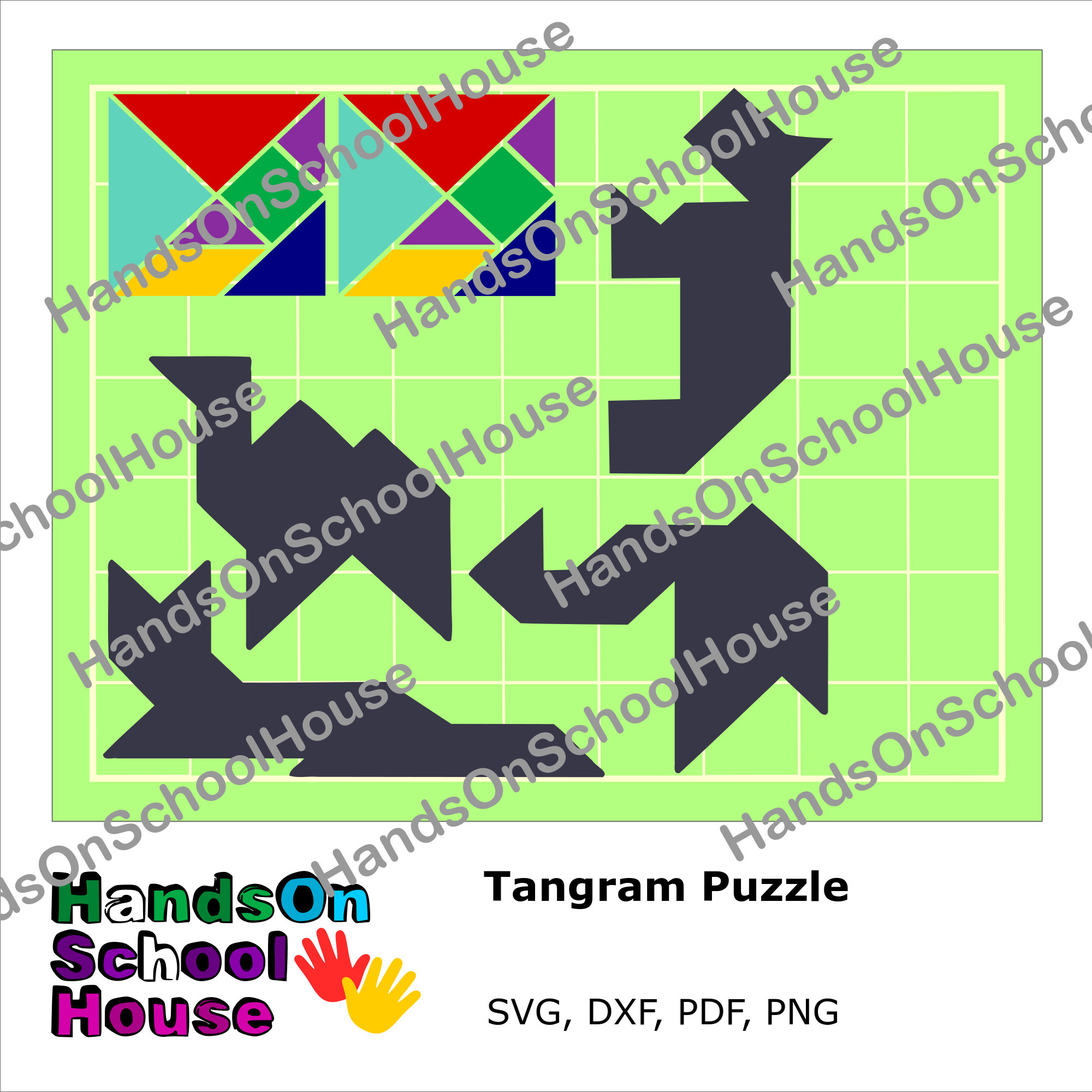 Tangram Puzzle Cut File a Cut Download for Homeschool and - Etsy
