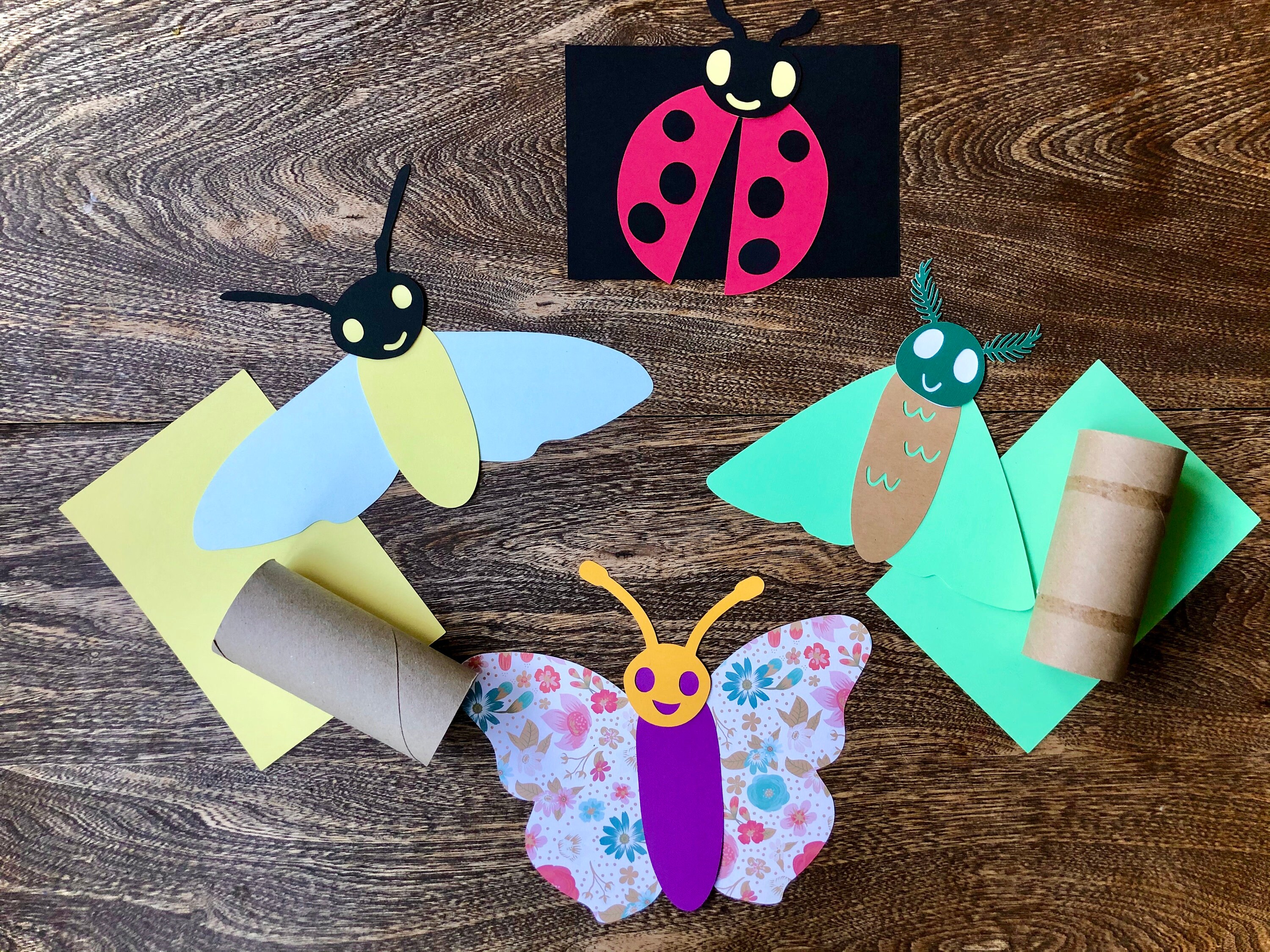 Toilet Paper Roll Insects SVG and PDF - Butterfly, Moth, Ladybug, and ...